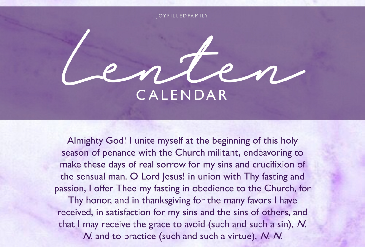 Lenten Calendar 2020