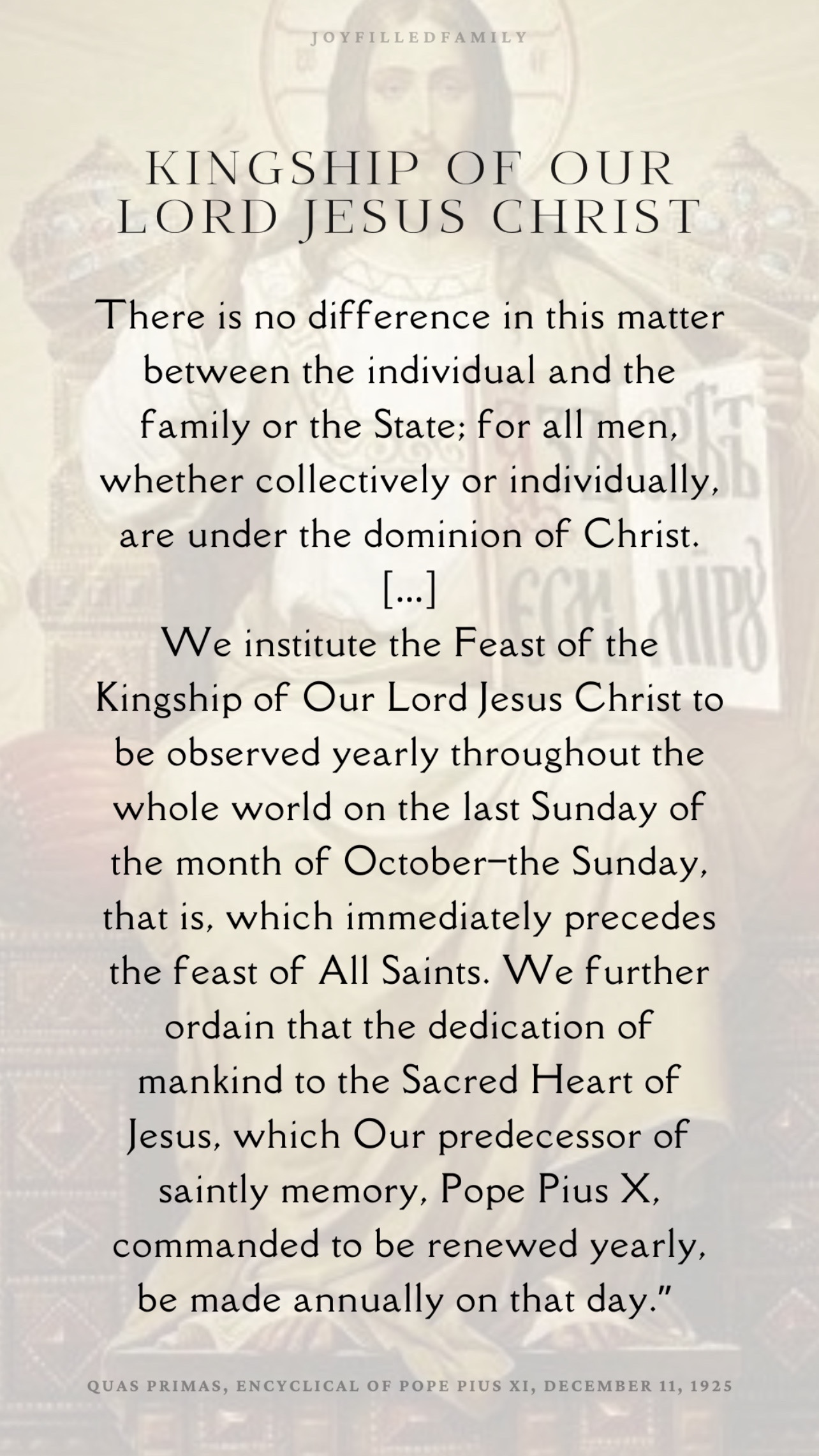 Kingship of Our Lord Jesus Christ